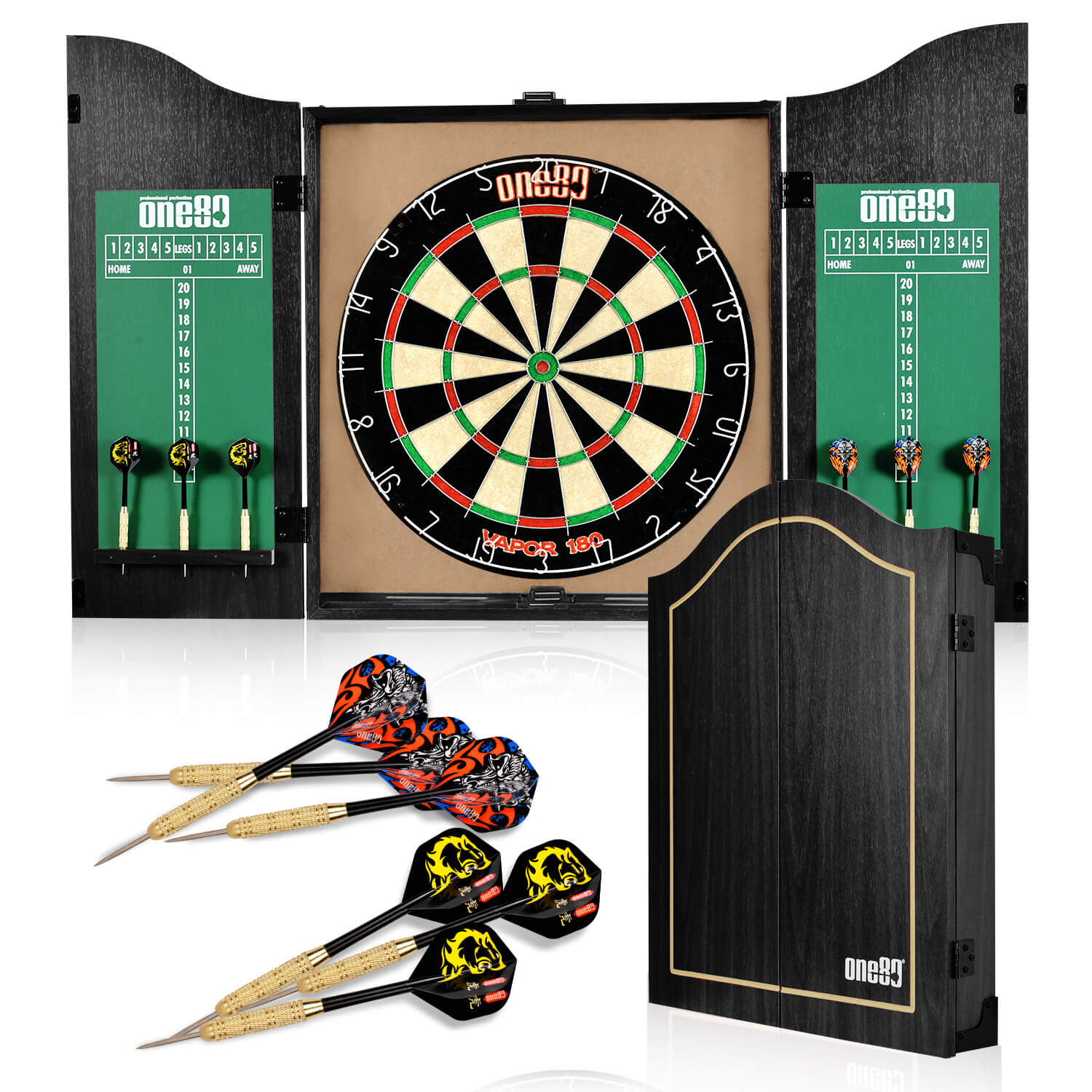 One80 All-in-One Dartboard Cabinet Set - Black – Sport Depot Shop